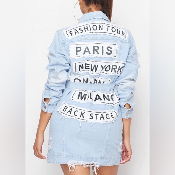 Jackets & Coats | Light Denim Ripped Jean Jacket Which Includes Patches ...